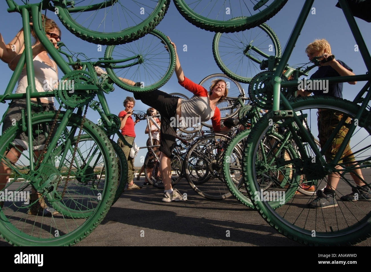 Dancers rehearse a bicycle ballet to celebrate Car Free Day Stock Photo ...