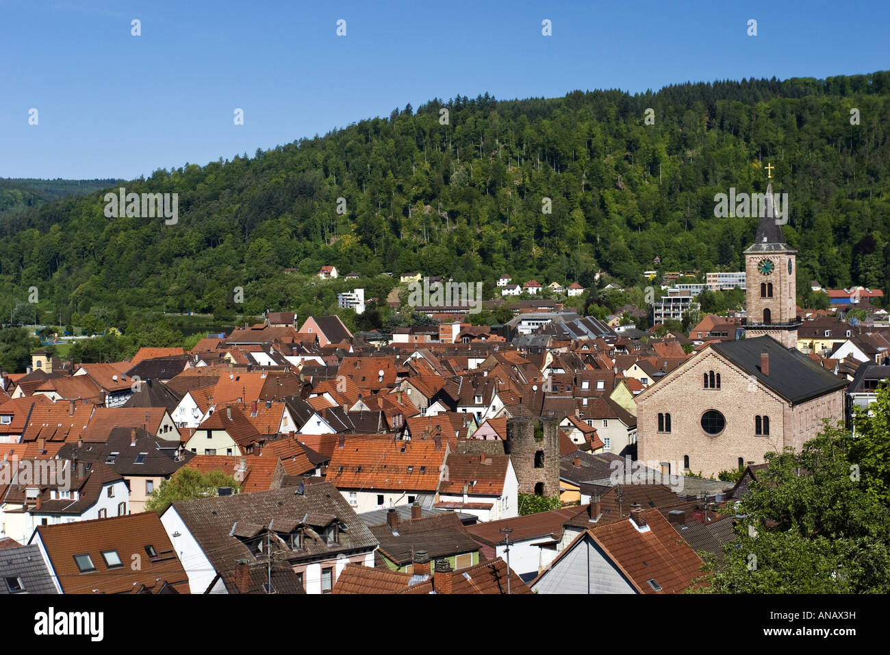 Eberbach, view on town, Germany, Baden-Wuerttemberg, Odenwald, Eberbach ...