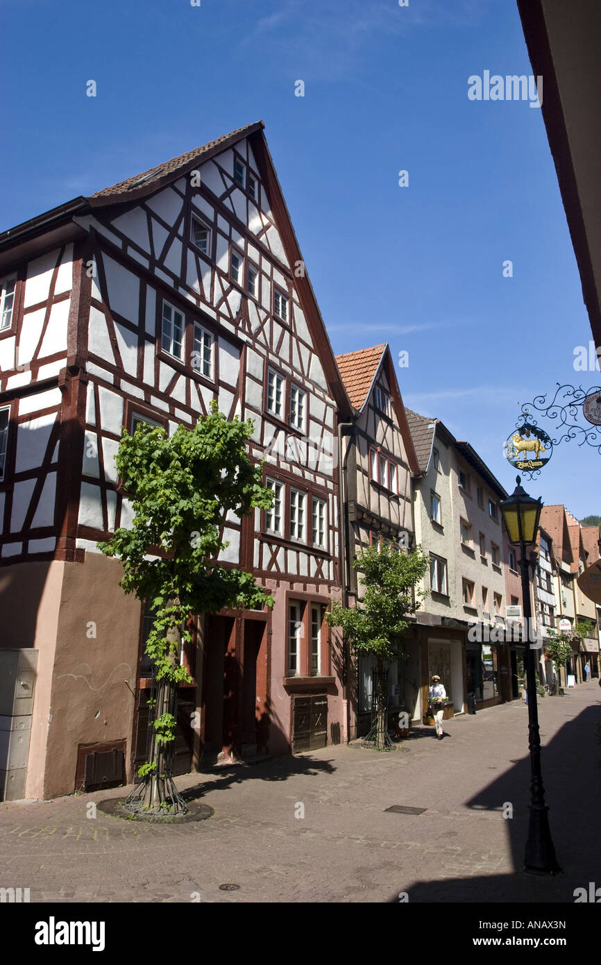 Eberbach, lane in the old city, Germany, Baden-Wuerttemberg, Odenwald ...