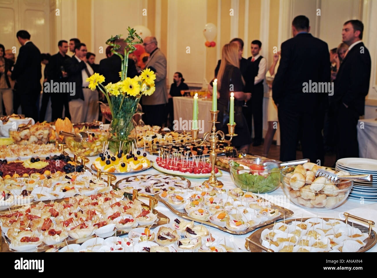 Buffet Table at a Business Conference Stock Photo - Alamy