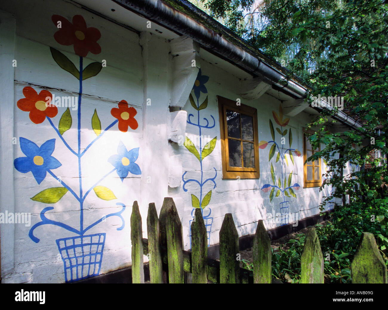 Painted old houses in Lowicz Museum Poland Stock Photo - Alamy