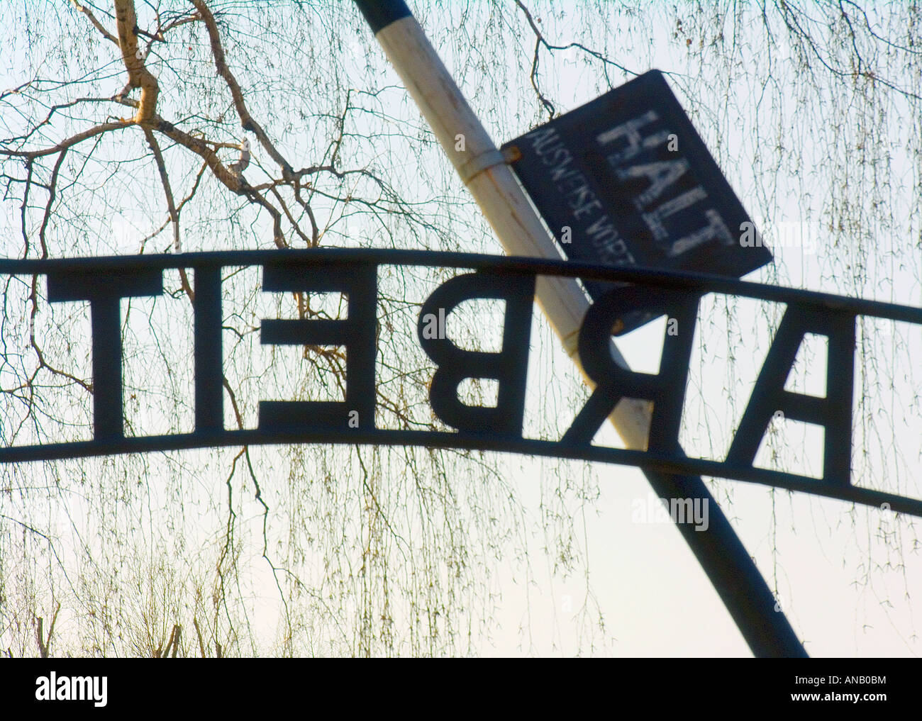Stop sign in Nazi Concentration Camp in Auschwitz Poland Stock Photo ...