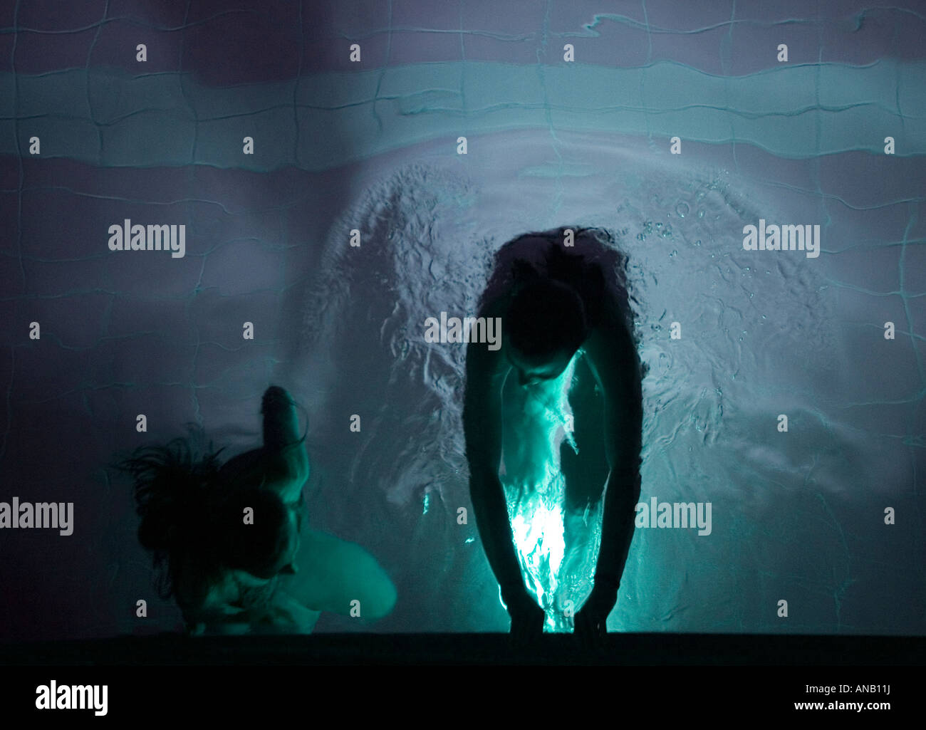 Pool night swim person hi-res stock photography and images - Alamy