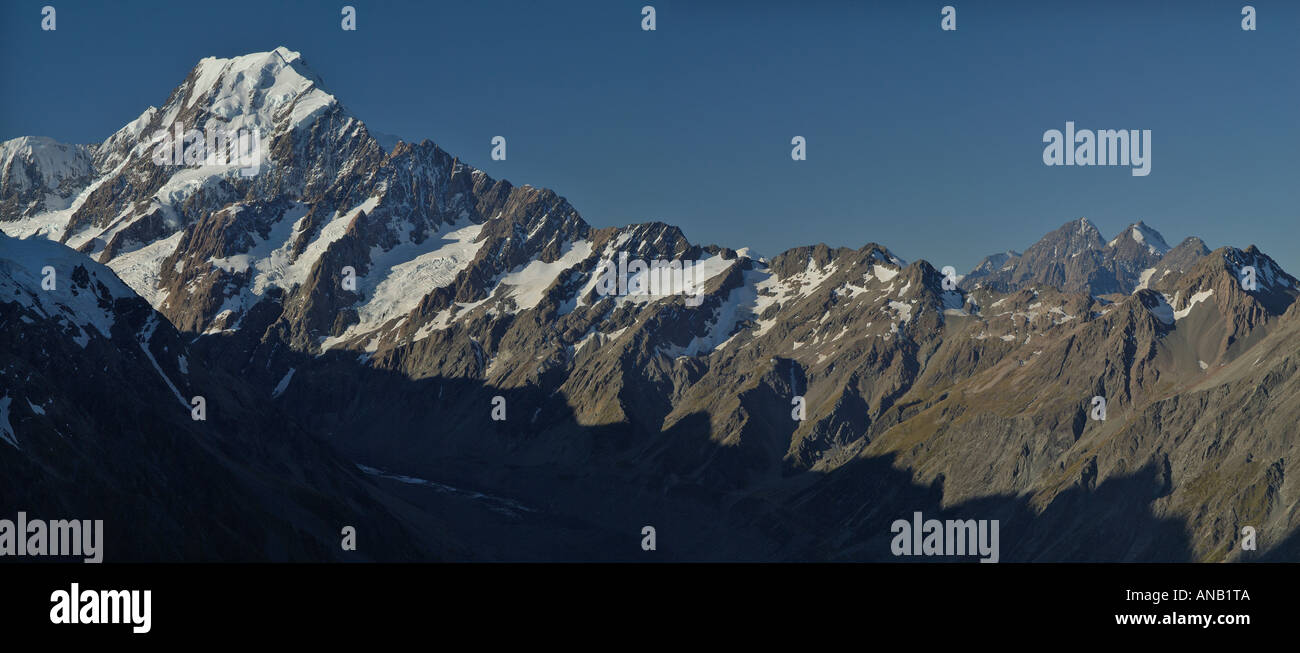 Mt.Cook (3754m) also called Aoraki, old Mueller hut, Mount Cook ...