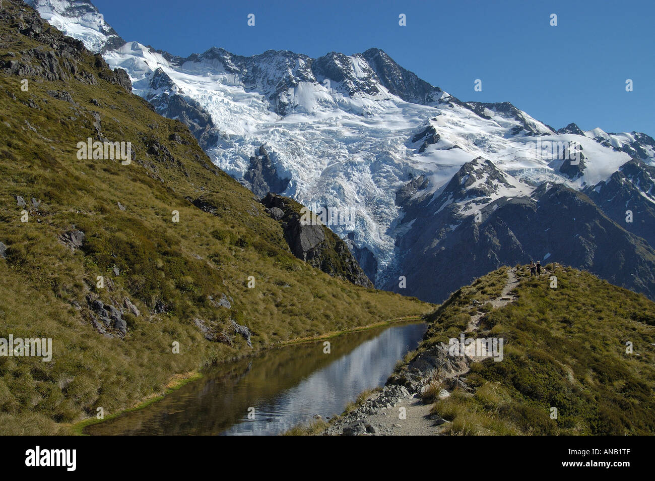 Sealy Tarns with a view of Mt. Sefton, Mount Cook Nationalpark, South ...