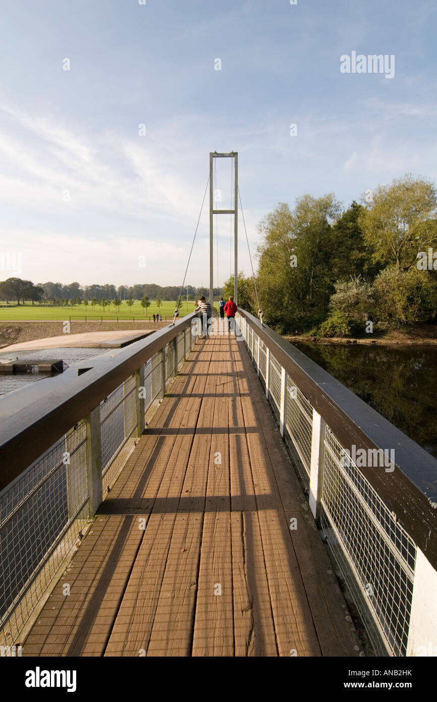 Suspension bridge over River Taff at Blackweir Cardiff Stock Photo - Alamy