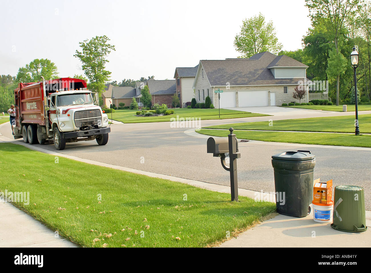 Local Neighbourhood rubbish collection workers pick up household trash ...