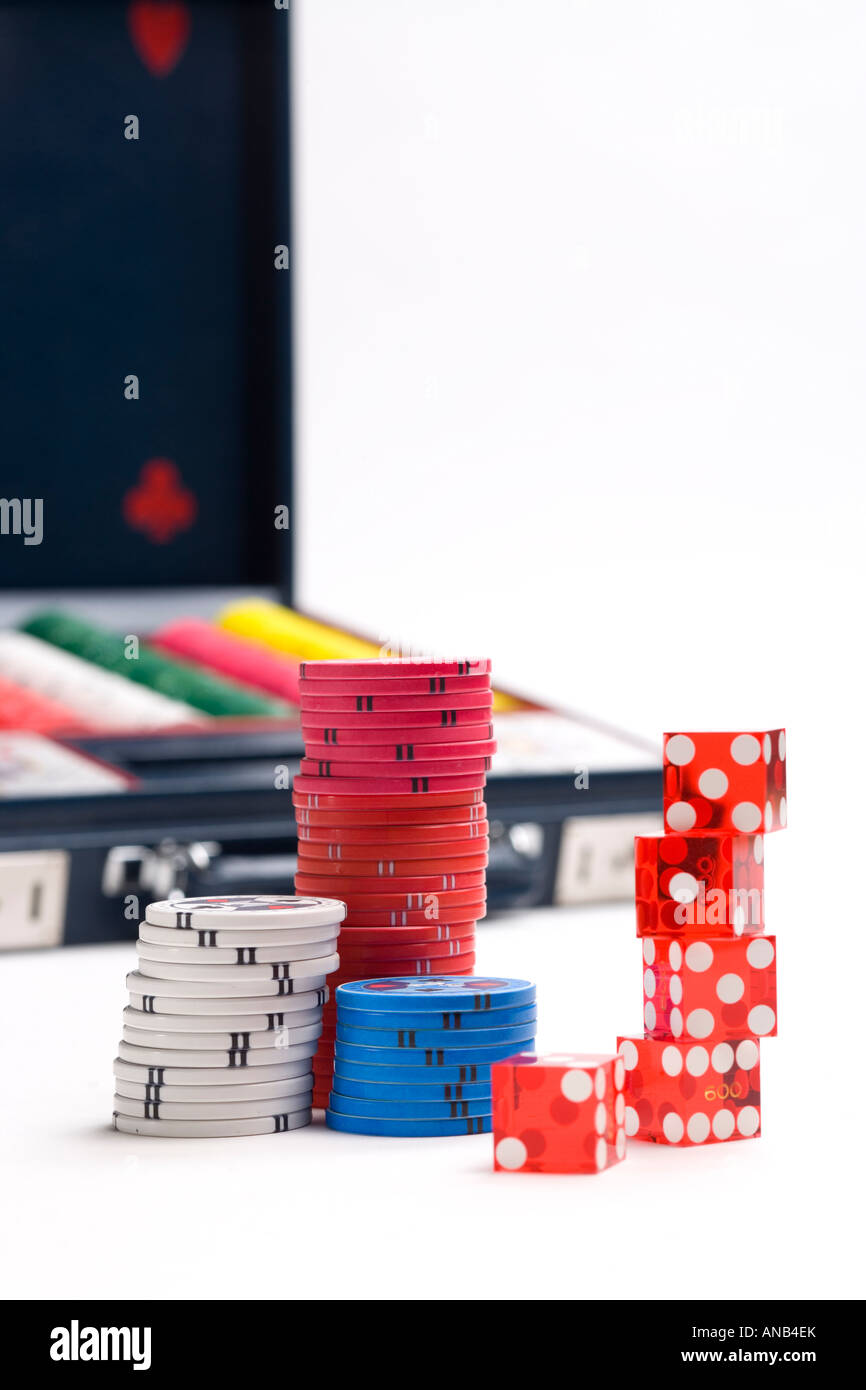 Gambling chips & dice Stock Photo - Alamy