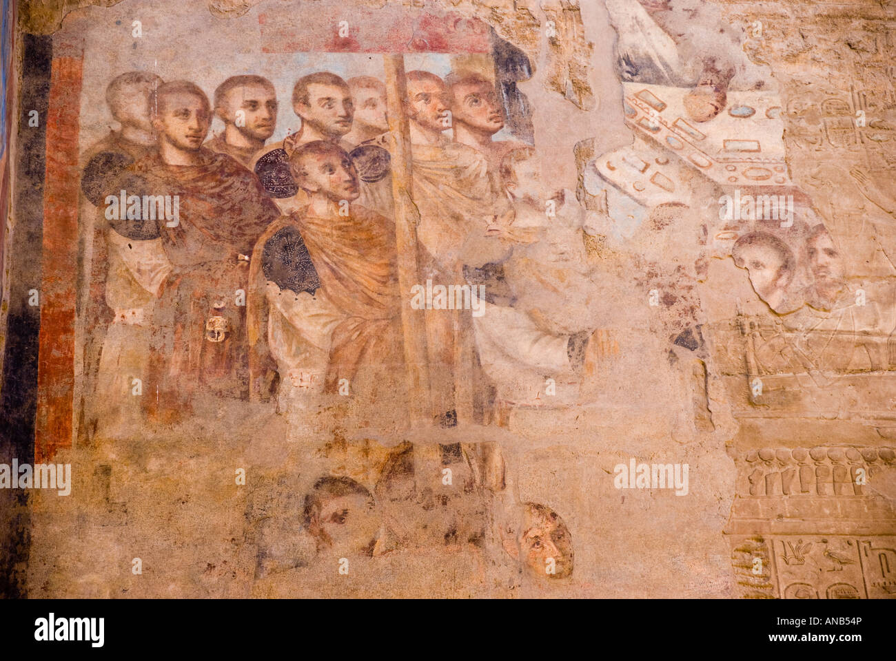 Egypt Luxor the temple Coptic Christian wall painting plastered over ...