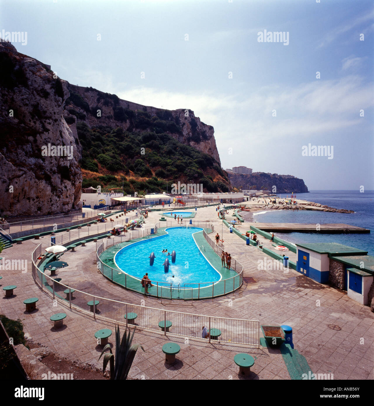 Rock of Gibraltar south bay swimming pool Stock Photo - Alamy