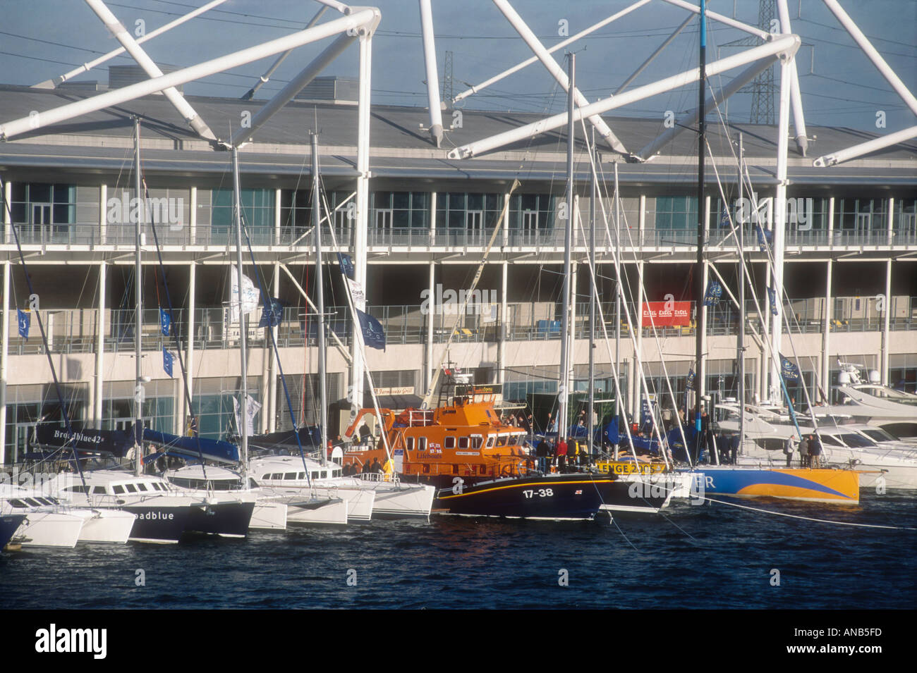 Sailing yachts and a Severn Class Lifeboat at the London International ...