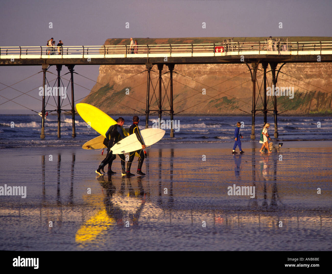 Saltburn pier surfers hi-res stock photography and images - Alamy