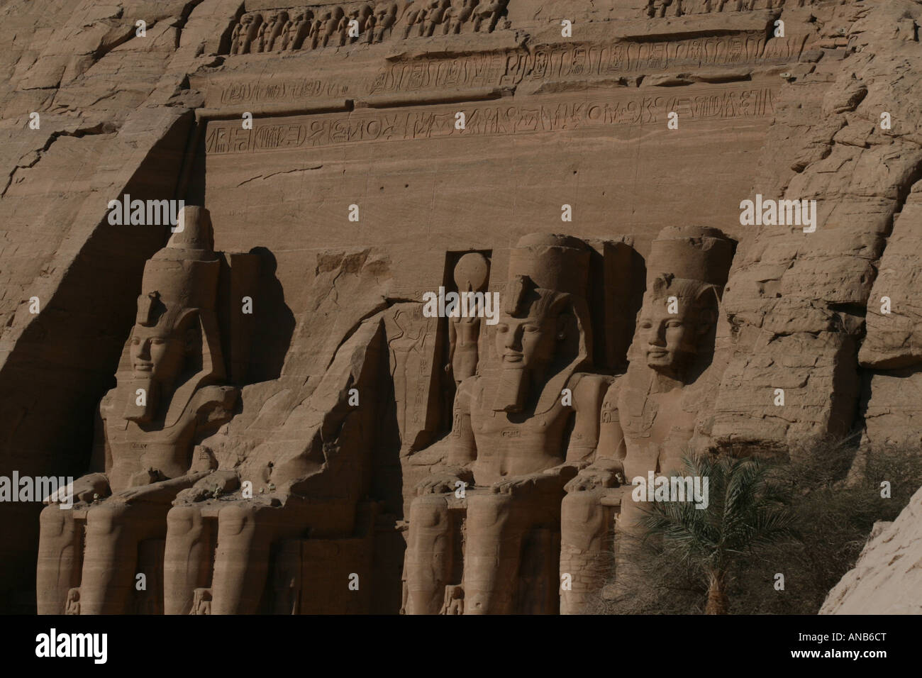 A angled view on the main entrance of the Ramesses II temple in Abu ...