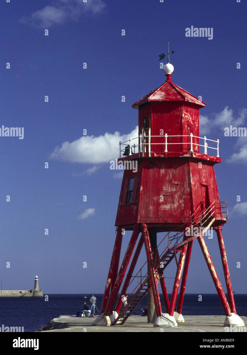 Old Lighthouse at the mouth of the Tyne South Shields North East ...