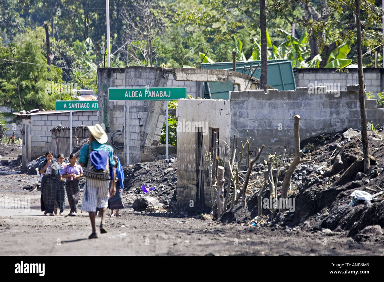 GUATEMALA PANABAJ Indigenous Mayan Tzutujil men and women walk down the ...