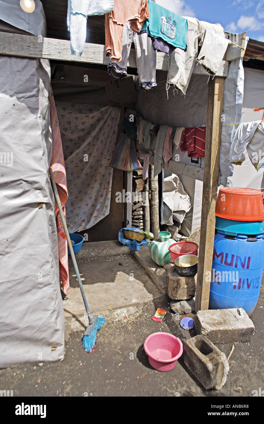 GUATEMALA TZANCHAJ Doorway into temporary USAID shelter in the refugee ...