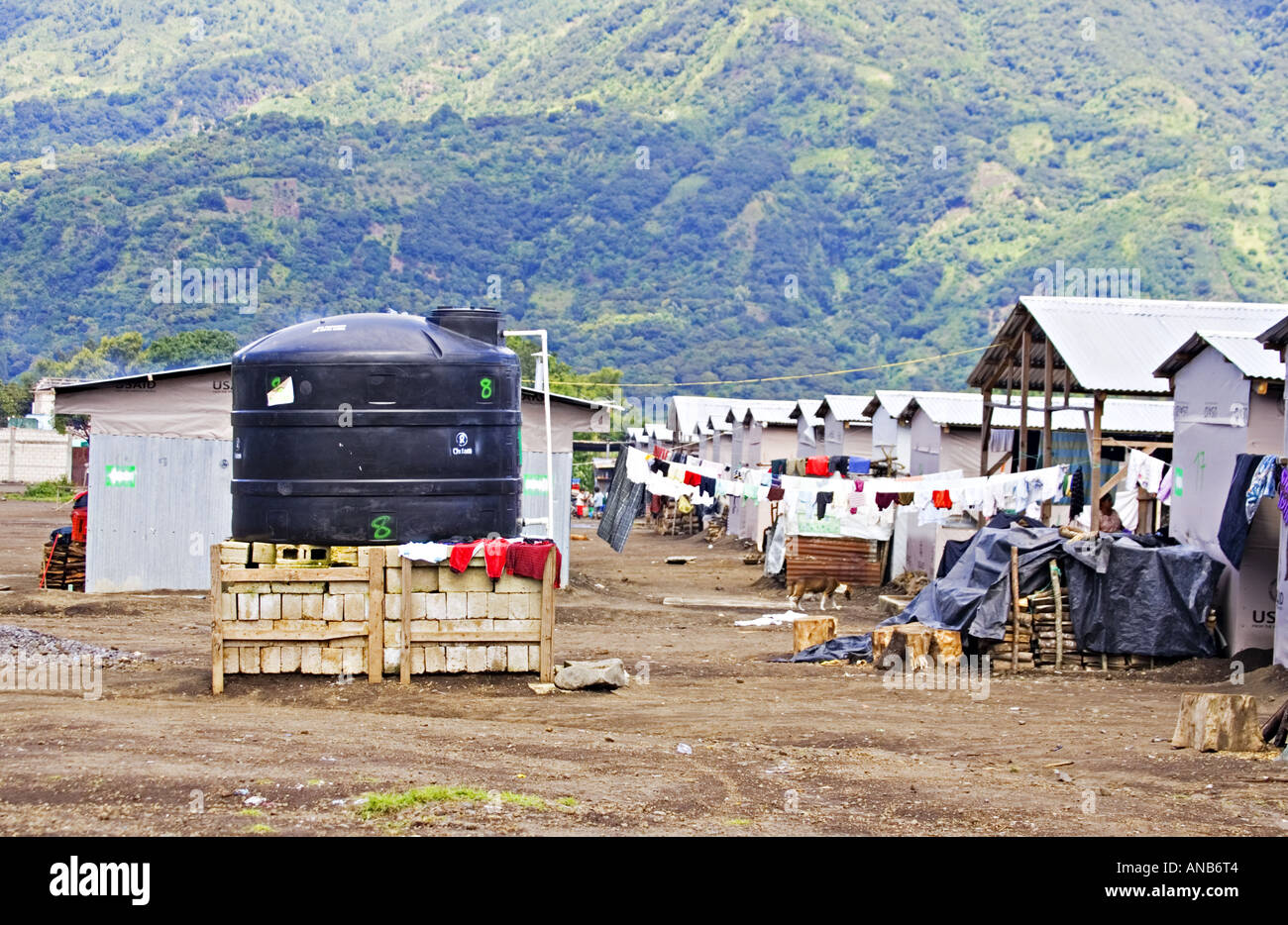 GUATEMALA TZANCHAJ Oxfam water tank in refugee camp built by relief ...