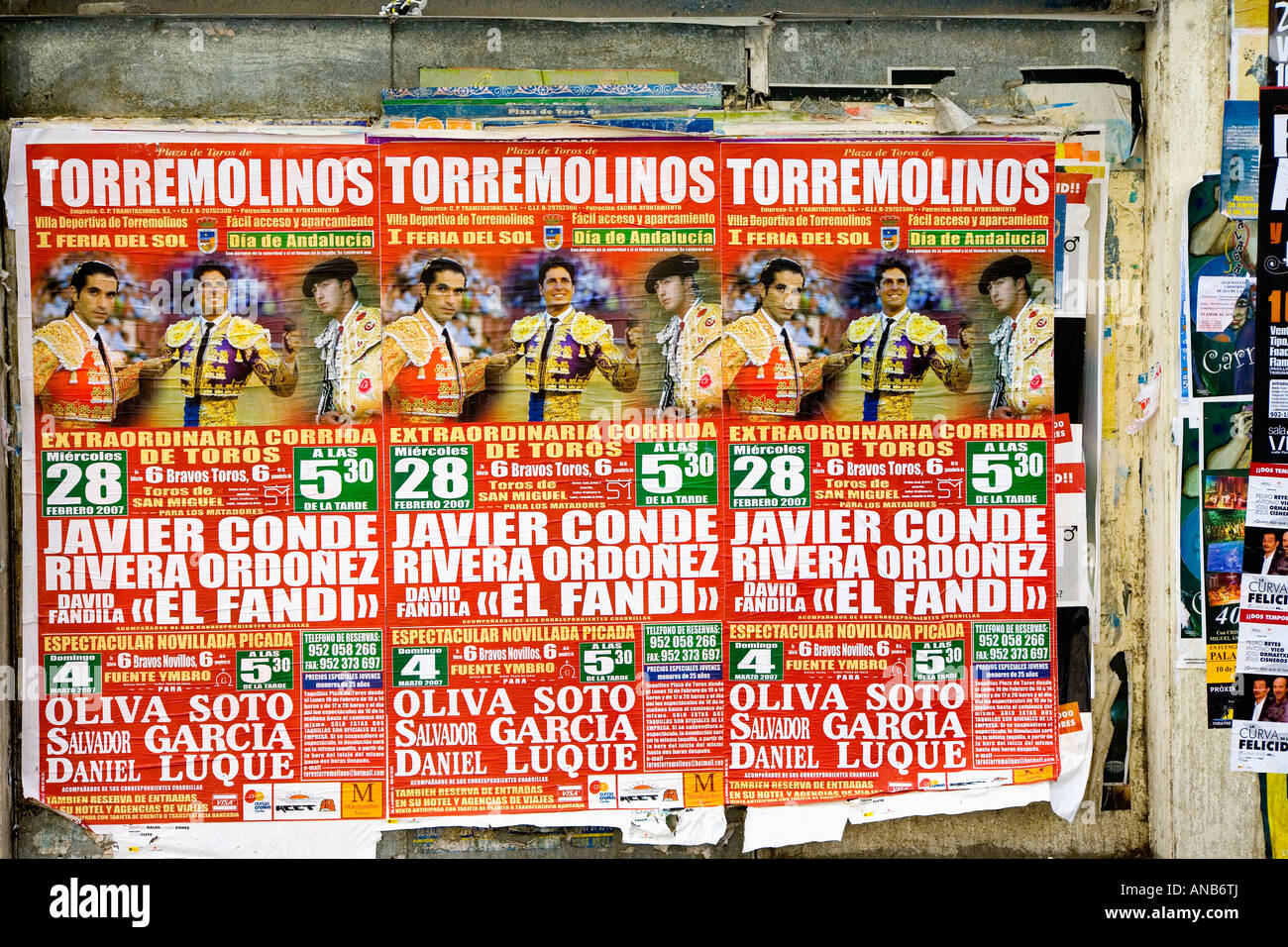 Close up of bullfight promotional posters Stock Photo - Alamy