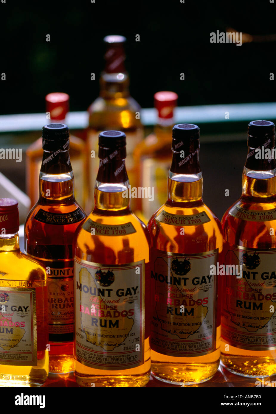 Barbados Rum bottles in Mt Gay Distillery Stock Photo - Alamy