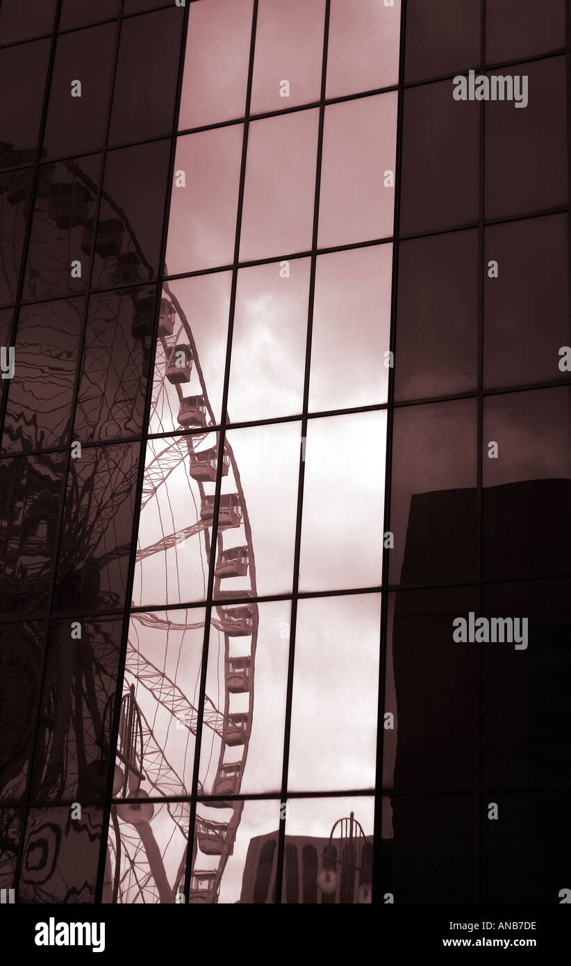 Bimringham Wheel reflection in window Stock Photo - Alamy