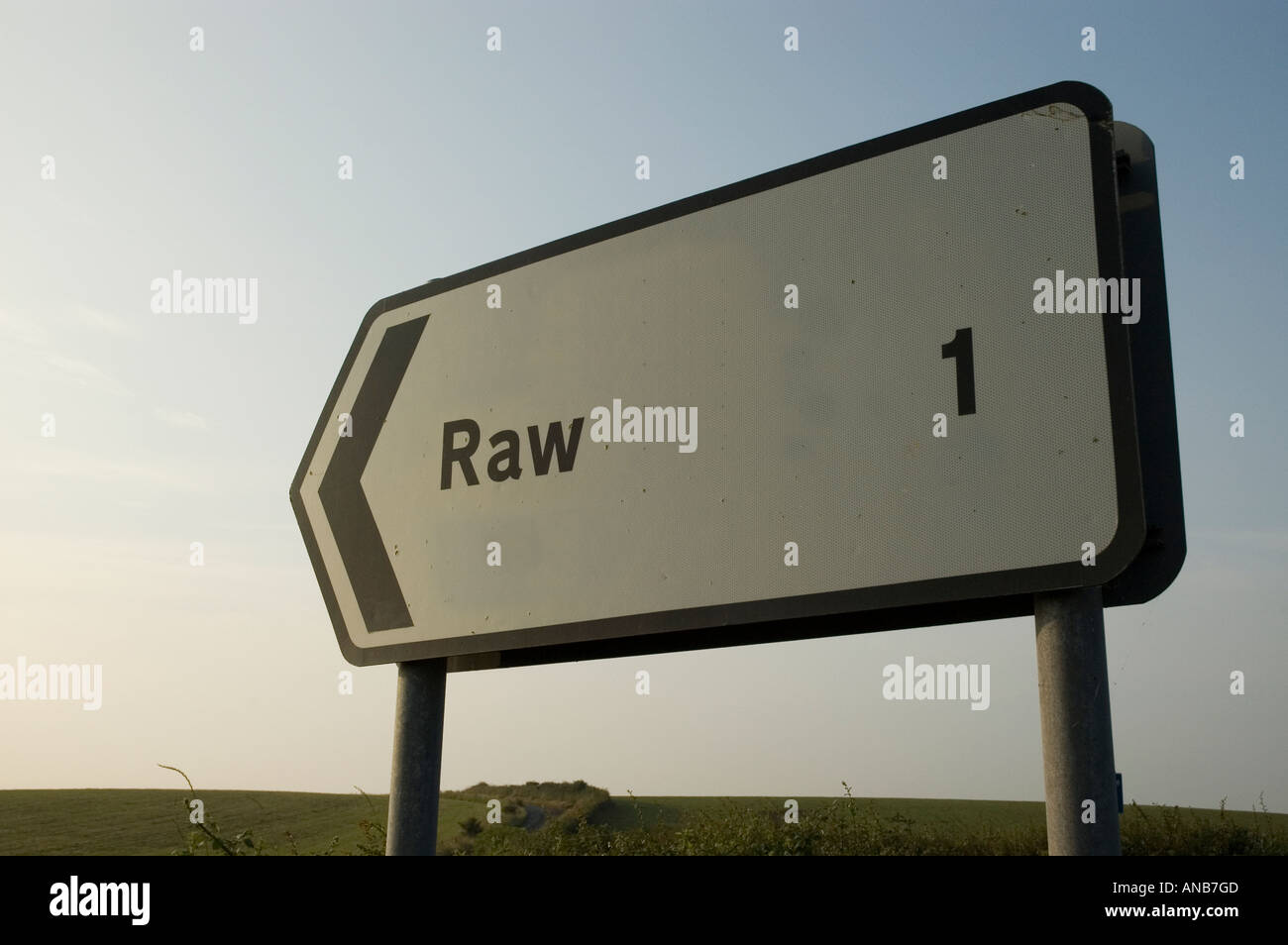 Road side sign giving directions to Raw Stock Photo - Alamy