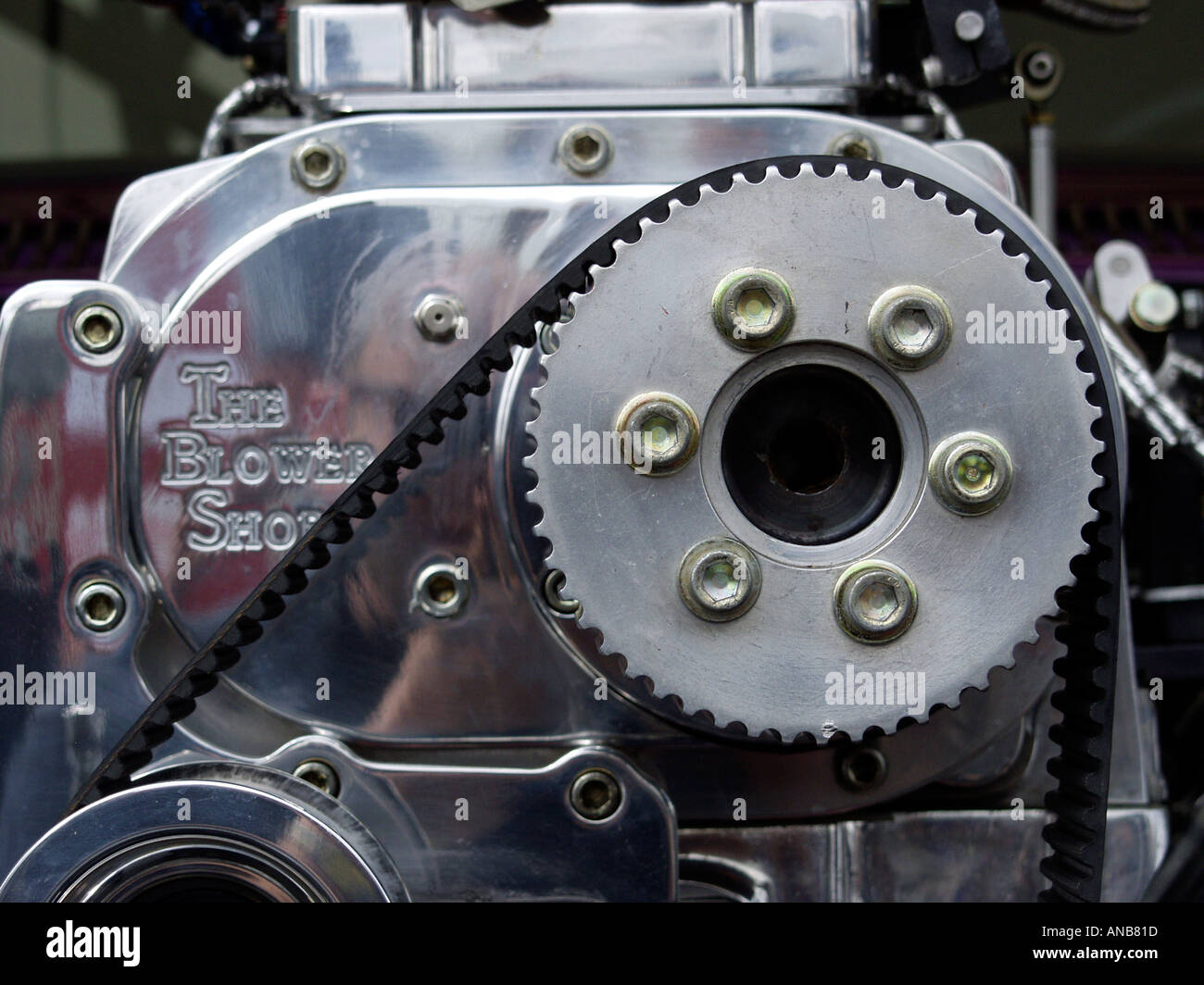 Supercharger unit on drag car at Santa Pod 2003 Main Event Stock Photo ...