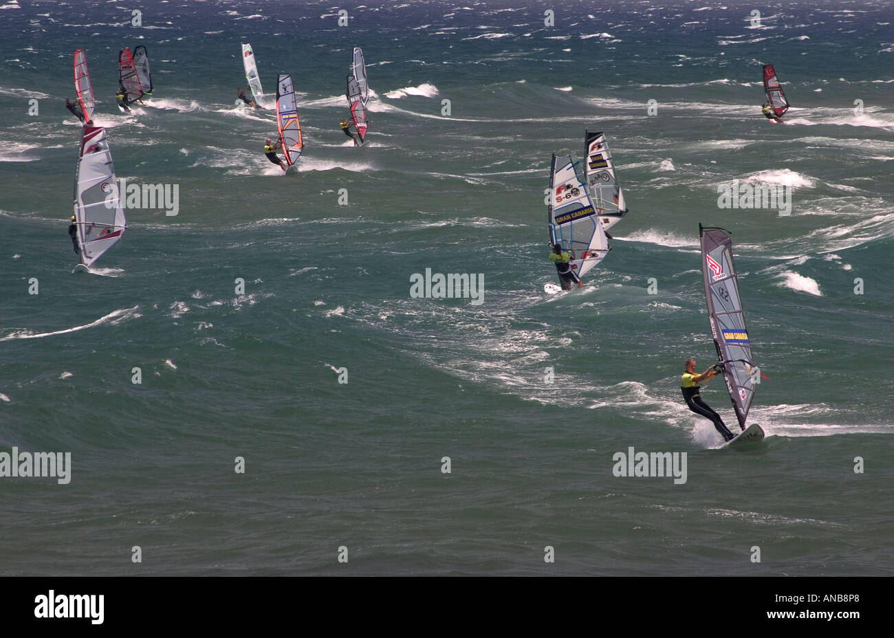 Windsurfing, Pozo Izquierdo, Gran Canaria, Canary islands Stock Photo ...