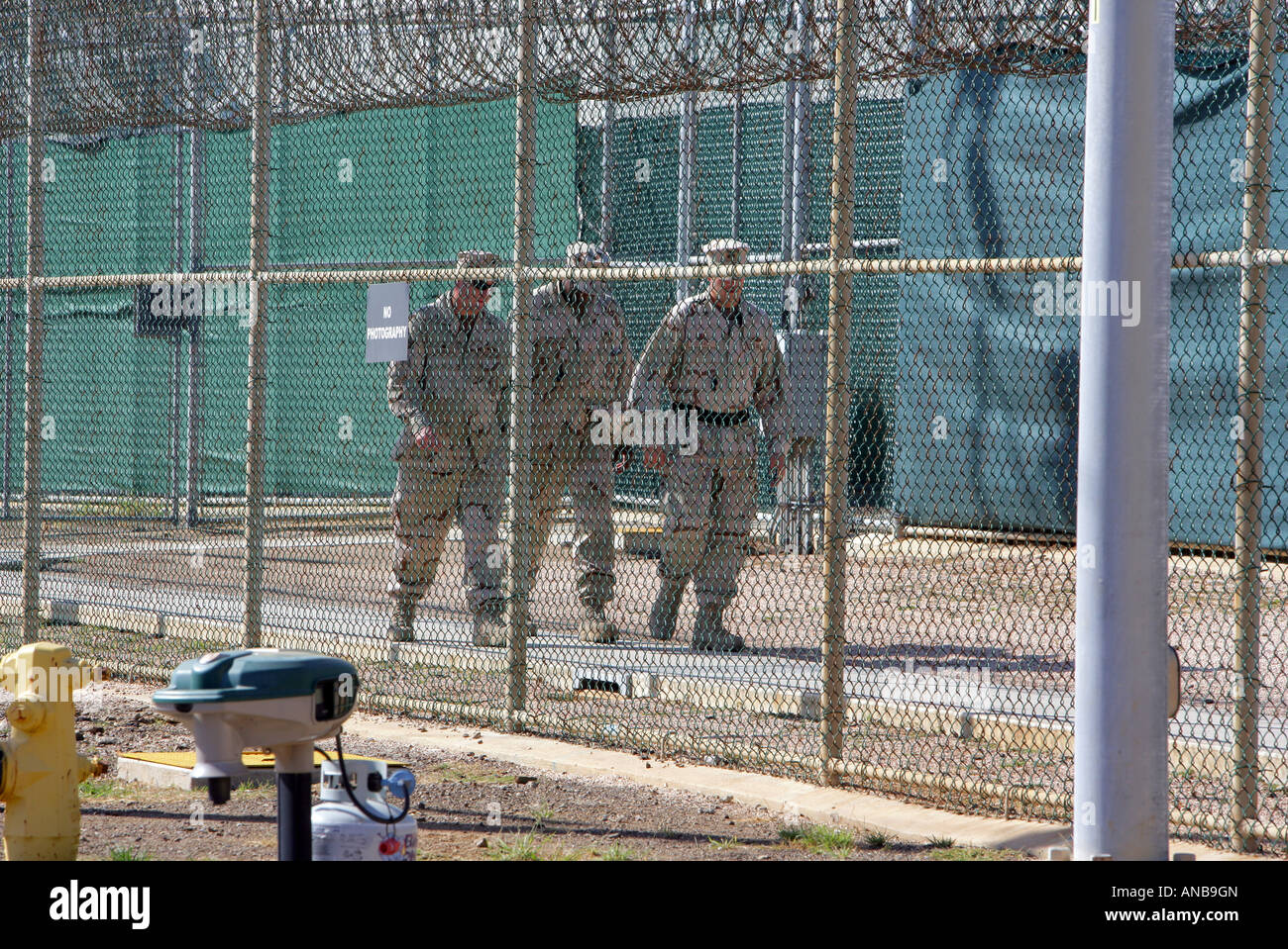 US officers behind barbed wire in the camp Camp V (5) on US Naval ...