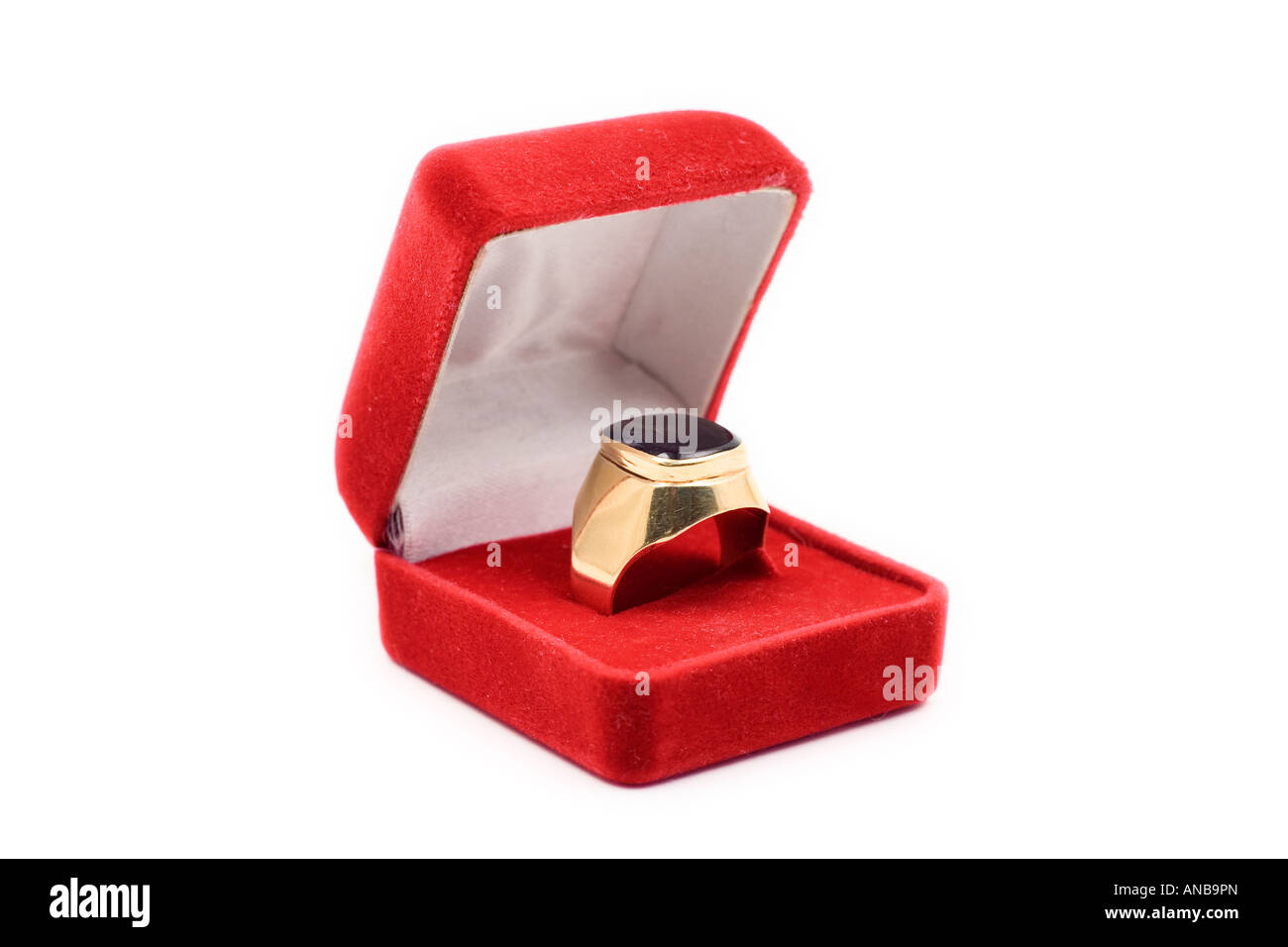 Golden ring in a box Stock Photo - Alamy