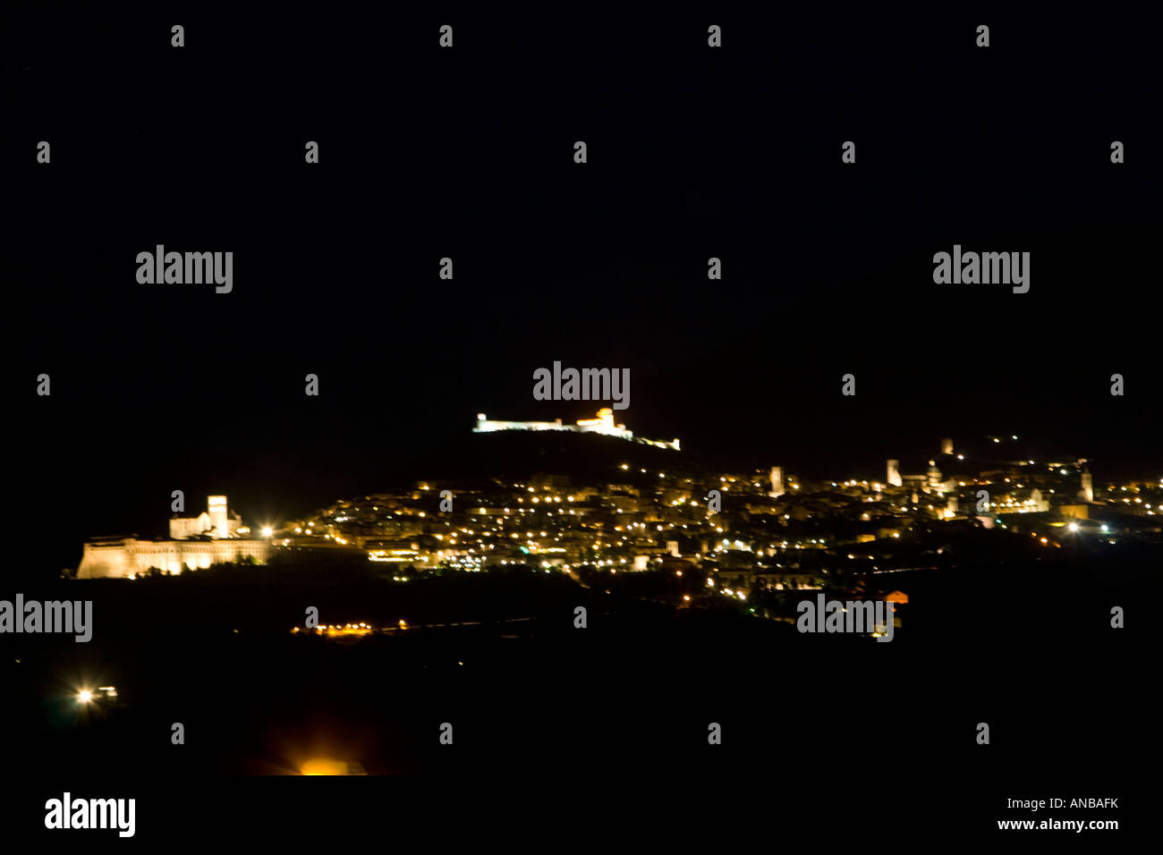 Assisi Umbria Italy at night Stock Photo - Alamy