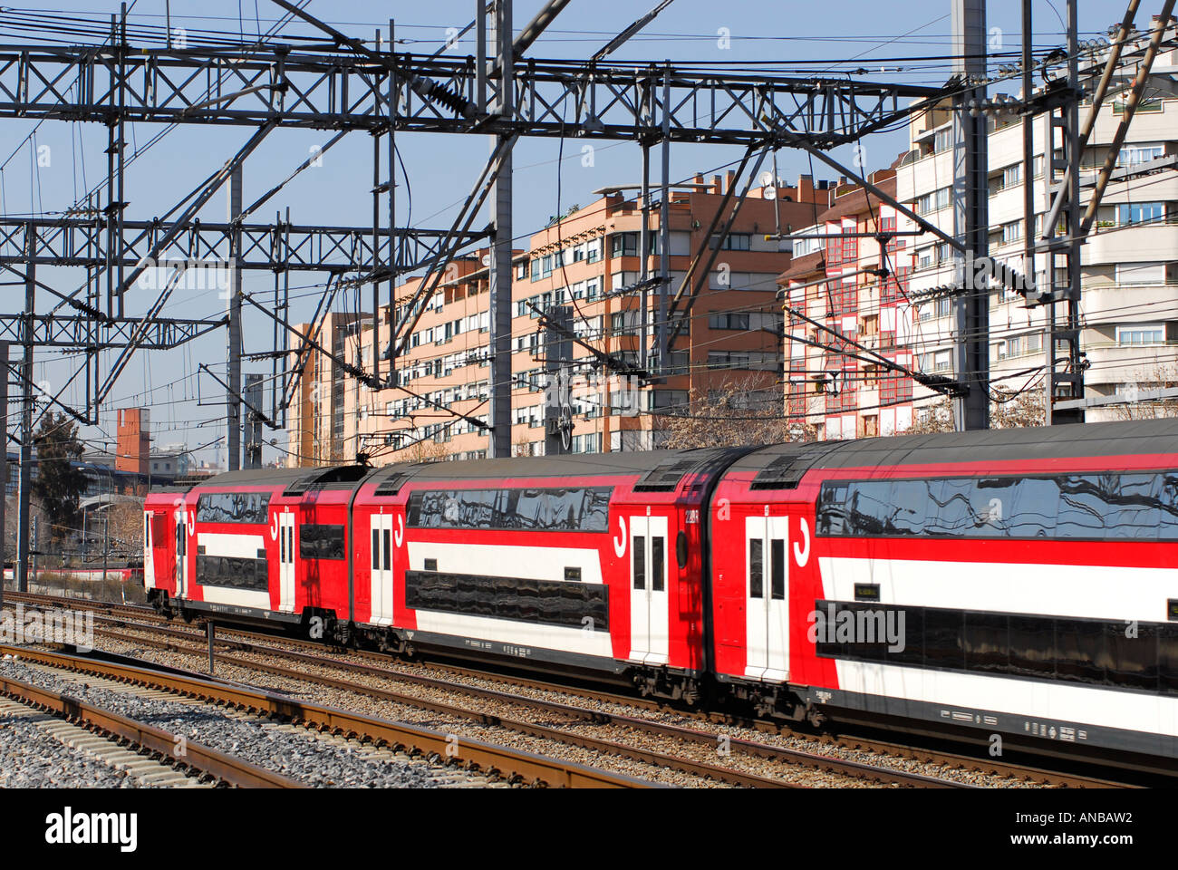 Commuter train Two floor electric units series Renfe, Spain, Europe ...
