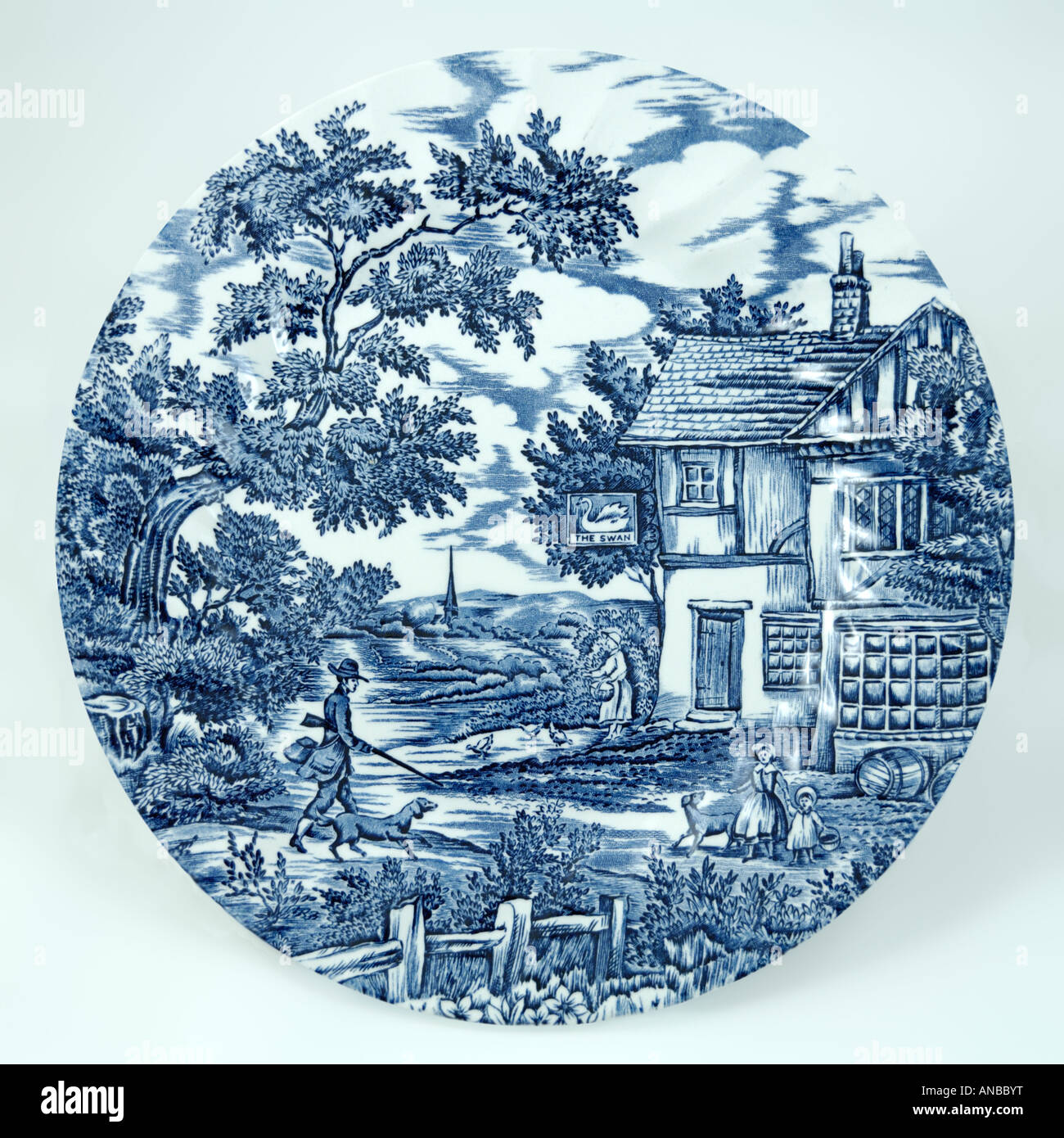 Myott Blue and White Pottery Plate Stock Photo - Alamy