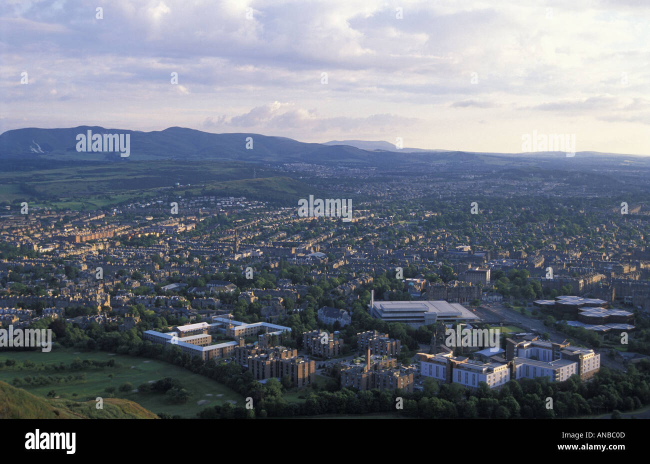 View of south Edinburgh from Arthurs Seat Pollock Halls student ...
