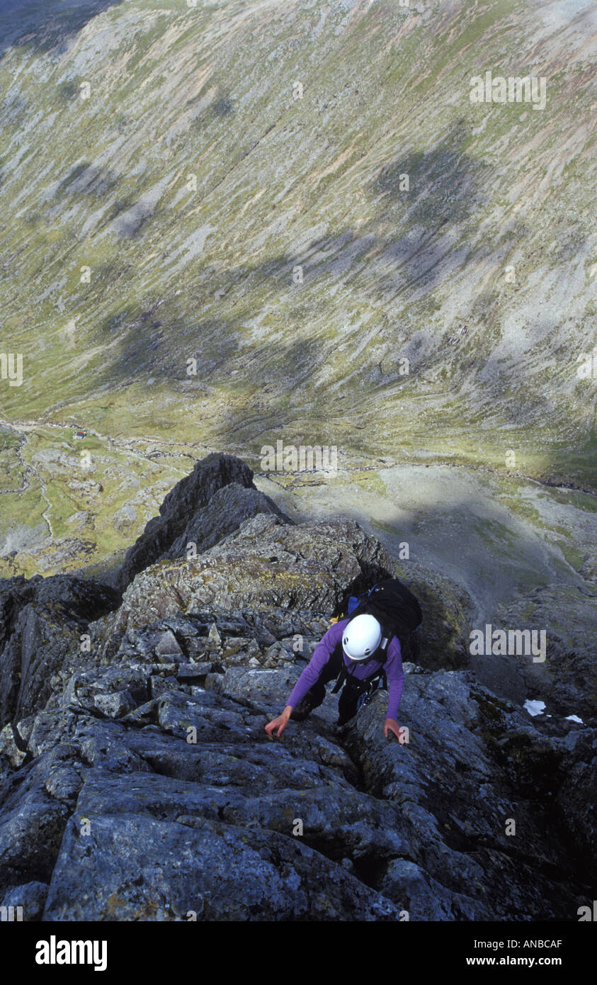 Climber on Tower Ridge The North Face of Ben Nevis Highlands Scotland ...