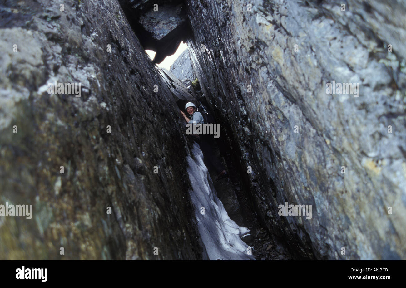 Climber on Tower Ridge The North Face of Ben Nevis Highlands Scotland ...