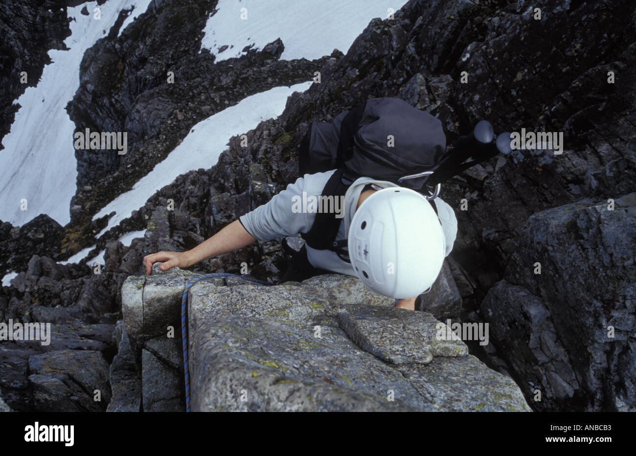Climber at Tower Gap on Tower Ridge The North Face of Ben Nevis ...