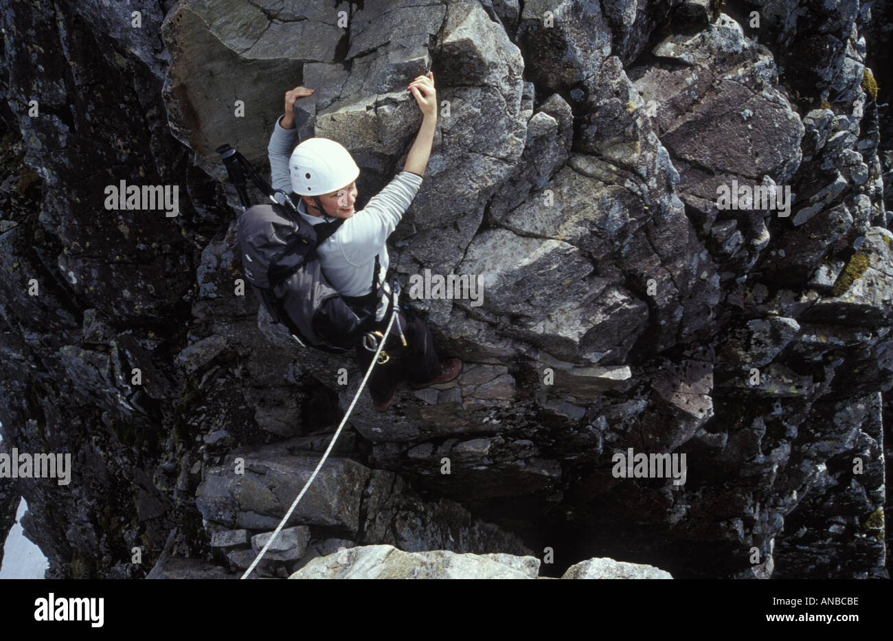Climber in Tower Gap on Tower Ridge The North Face of Ben Nevis ...