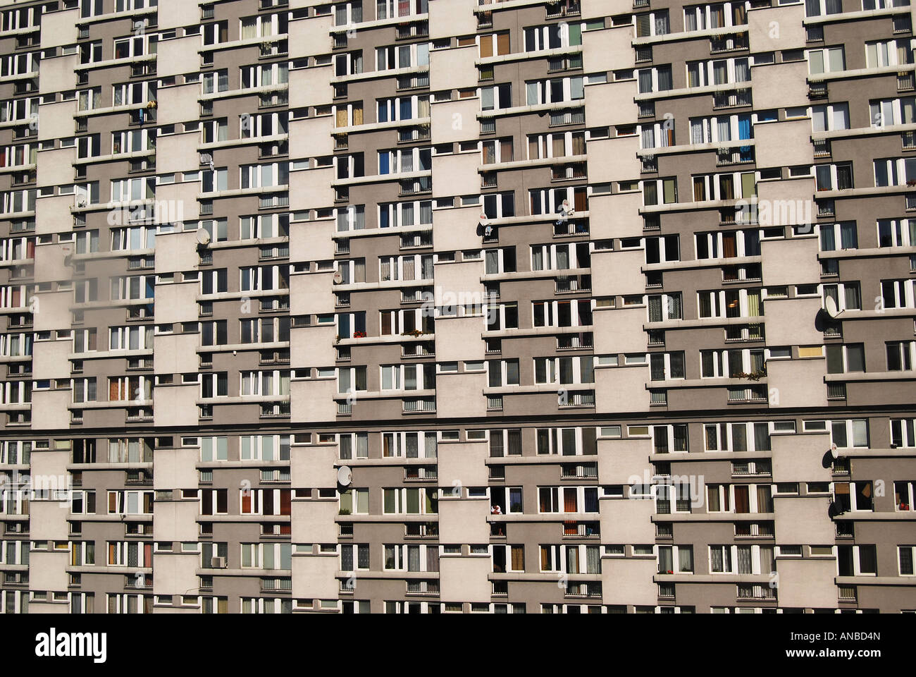 Warsaw city apartment block windows and balconies Stock Photo - Alamy