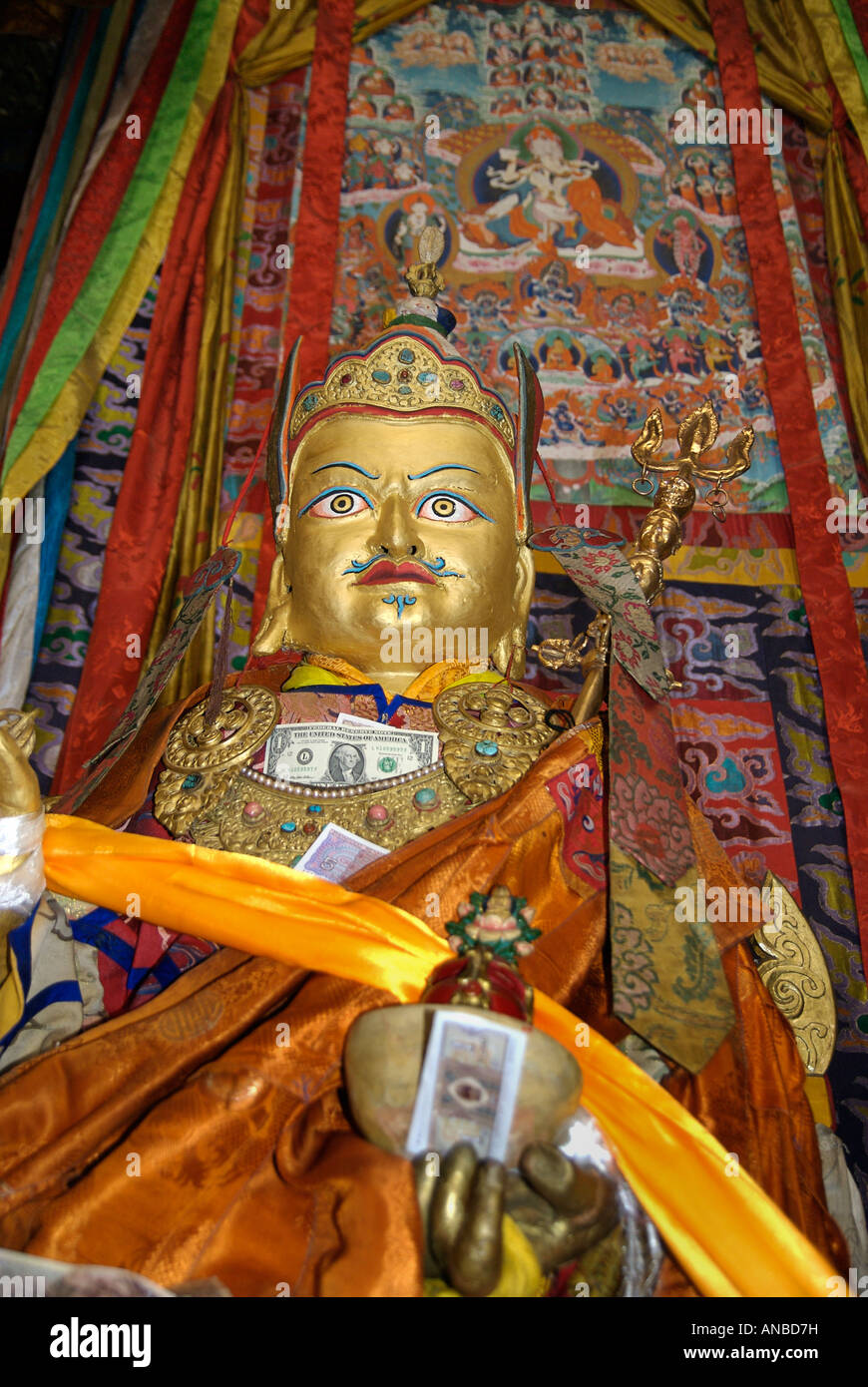 Gilded buddhist statuary inside Samye monastery Samye Tibet Stock Photo ...