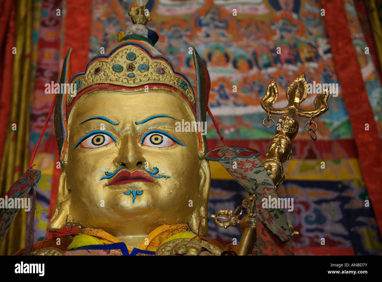 Gilded buddhist statuary inside Samye monastery Samye Tibet Stock Photo ...