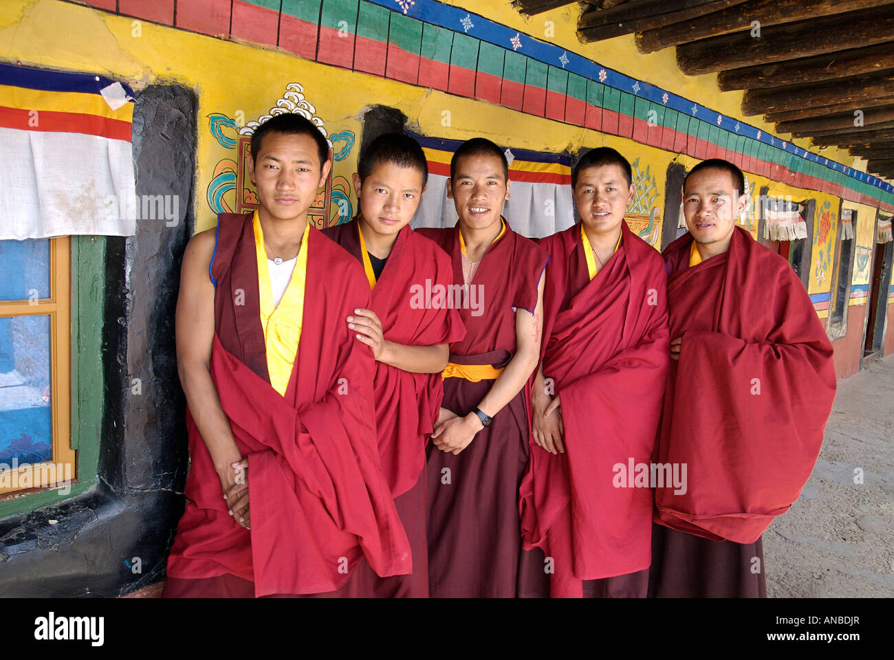 Group Portrait of resident buddhist monks Samye monastery Tibet Stock ...