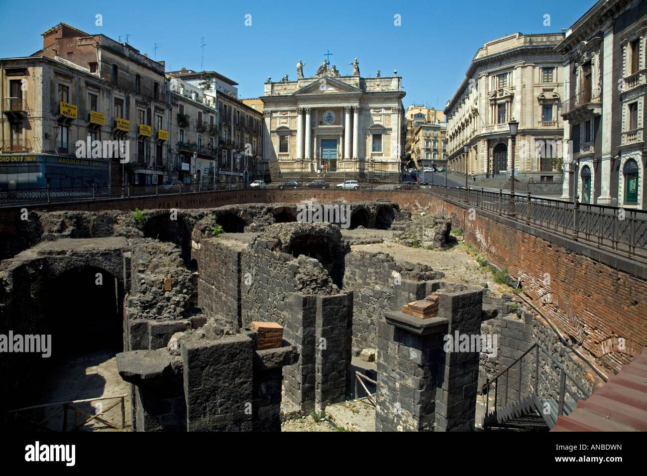 Roman Amphitheatre Piazza Stesicoro Catania Sicily Italy Stock Photo ...