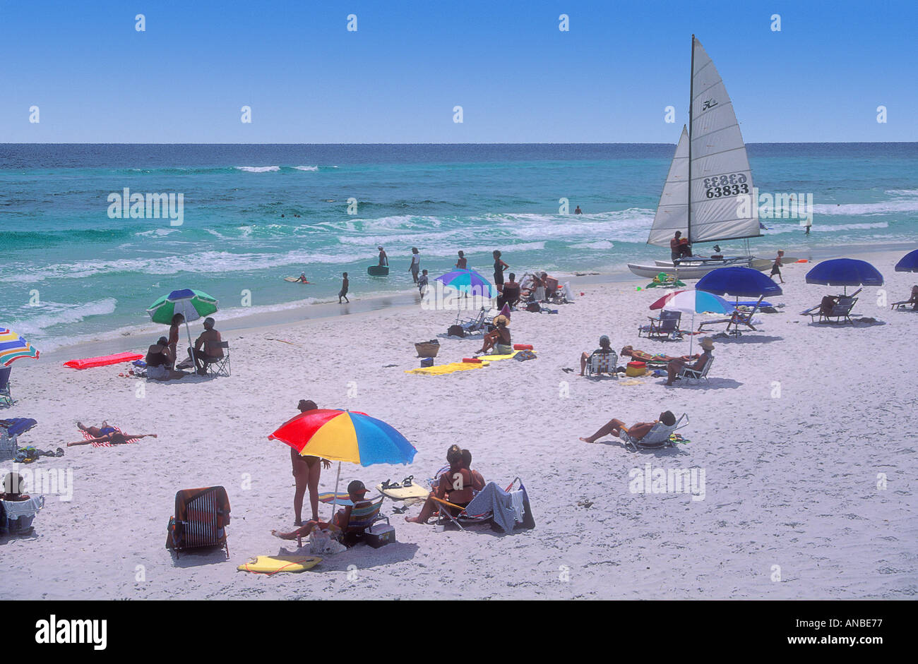 Beach scenery at the Town of Seaside in the Panhandle region of Florida ...