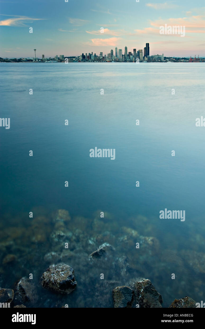 Seattle at sunset Stock Photo - Alamy