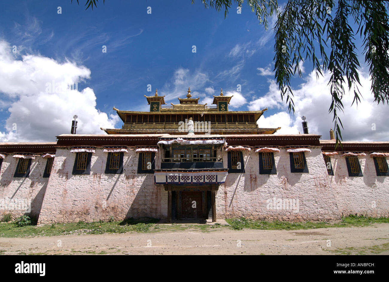 Buddhist temple architecture Side entranceway of Samye monastery Tibet ...