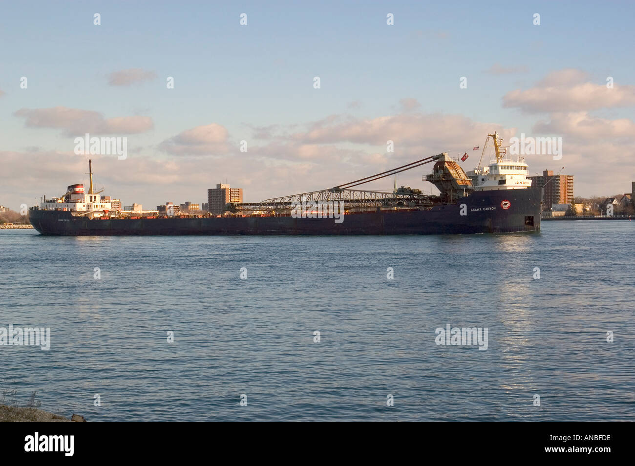 Freighter Shipping on the St Clair River at Lake Huron Michigan Stock ...