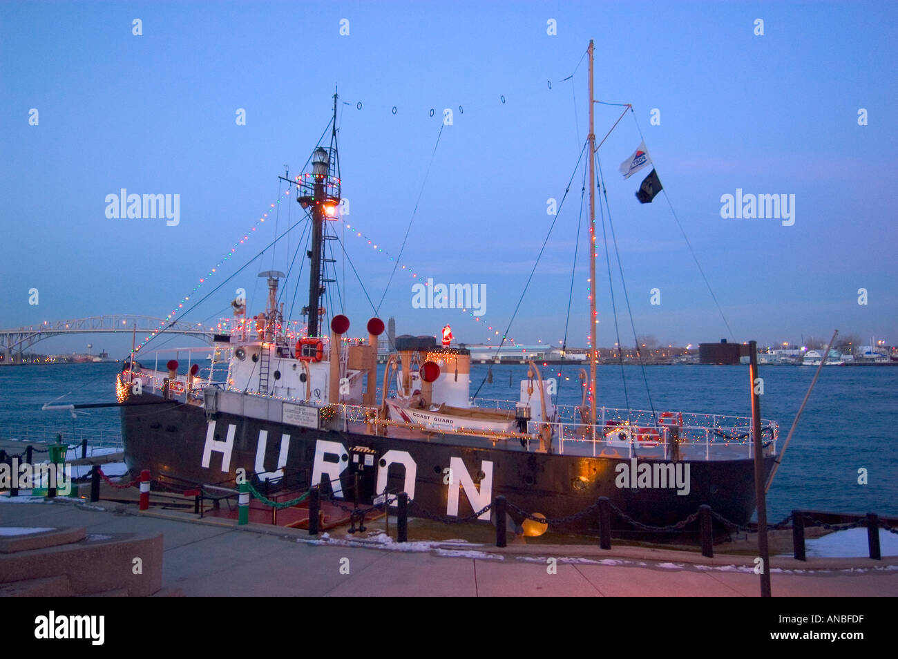 Historic Huron Lightship at Nighttime Port Huron Michigan Stock Photo ...