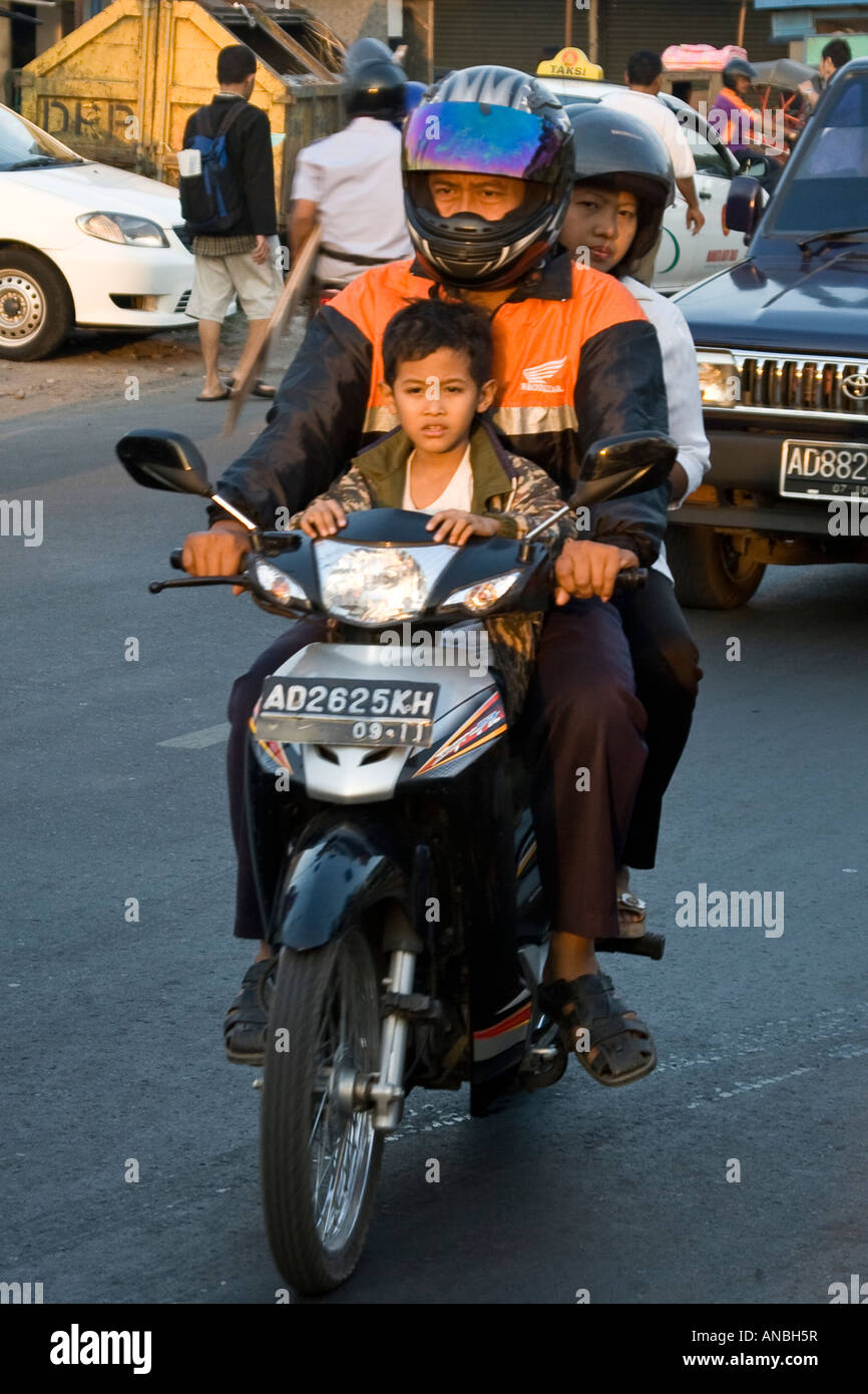 Multiple Riders on a Motorbike Solo Java Indonesia Stock Photo - Alamy