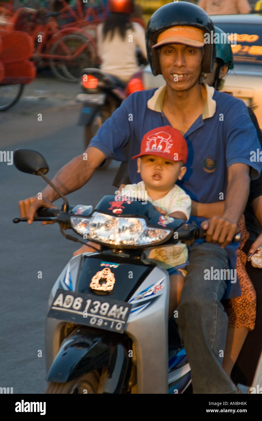 Multiple Riders on a Motorbike Solo Java Indonesia Stock Photo - Alamy