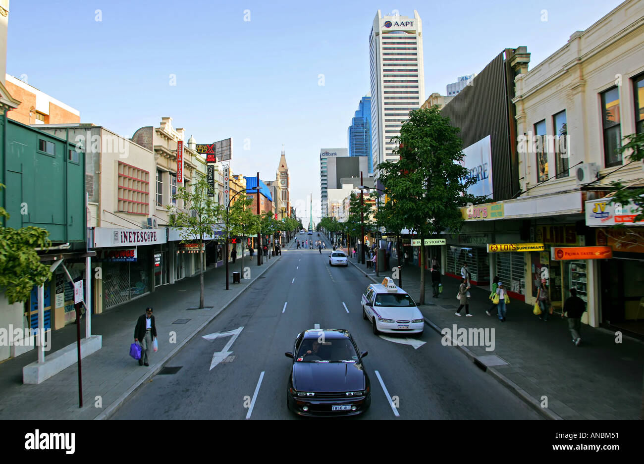City center street seen from sightseeing bus Stock Photo - Alamy
